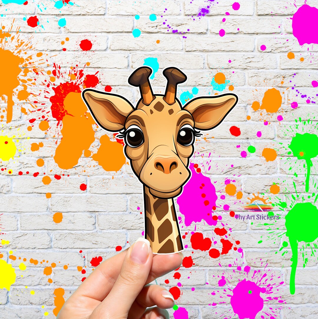Cartoon Giraffe Sticker, Kawaii Giraffe Decal, Kawaii Giraffe, Giraffe ...