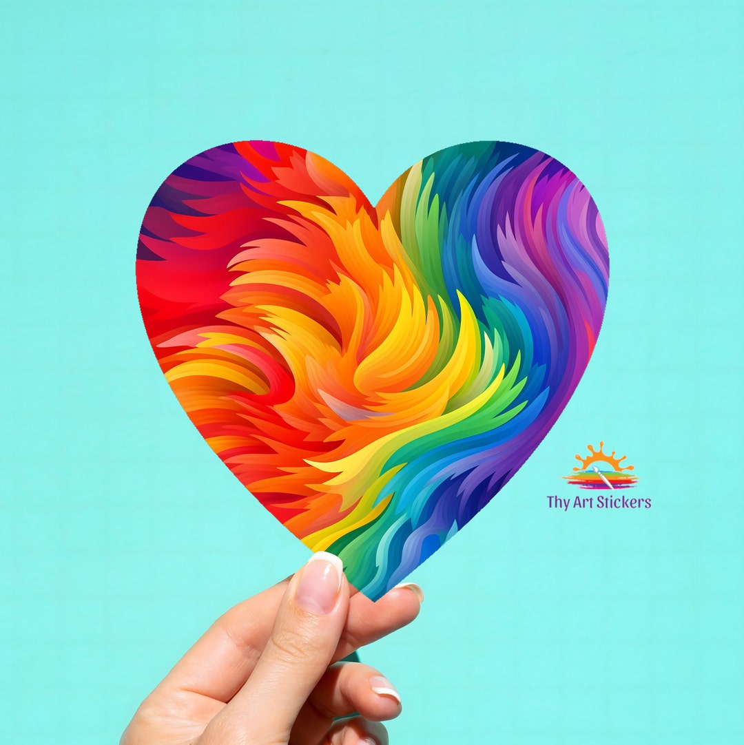 Heart Sticker, Heart Decal, Cartoon Heart, Colorful Heart, World Heart ...