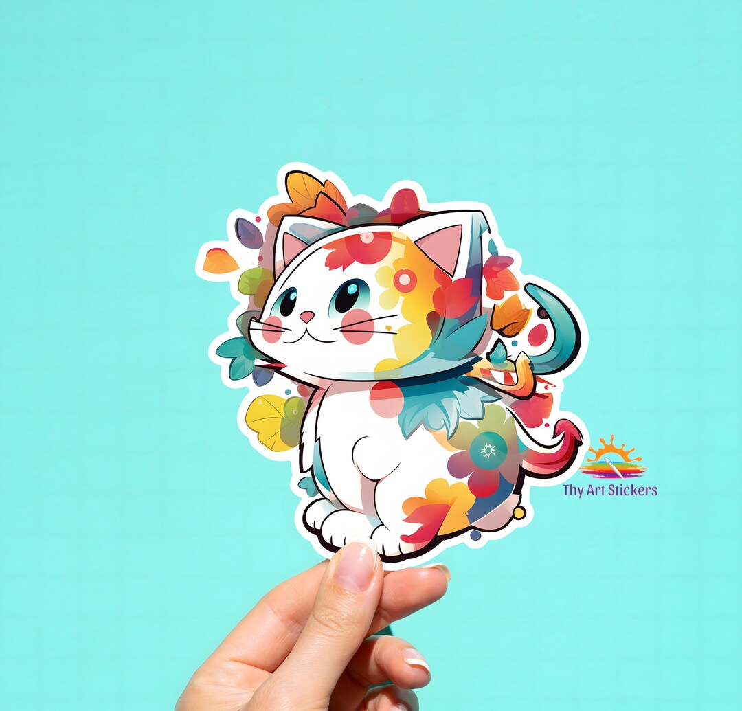 Anime Cat Sticker Cute Cat Cartoon Cute Cat Sticker - Etsy
