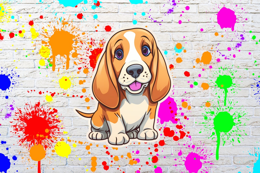 Cartoon Basset Hound Puppy Sticker Cute Basset Hound Dog - Etsy
