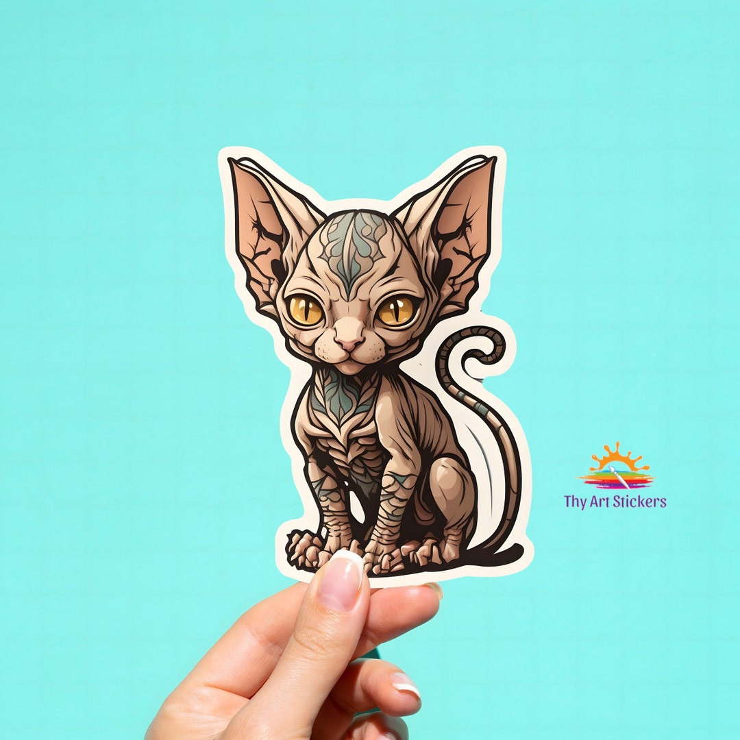 Hairless Cat Spynx Sticker Hairless Sphynx Kitten Cute - Etsy
