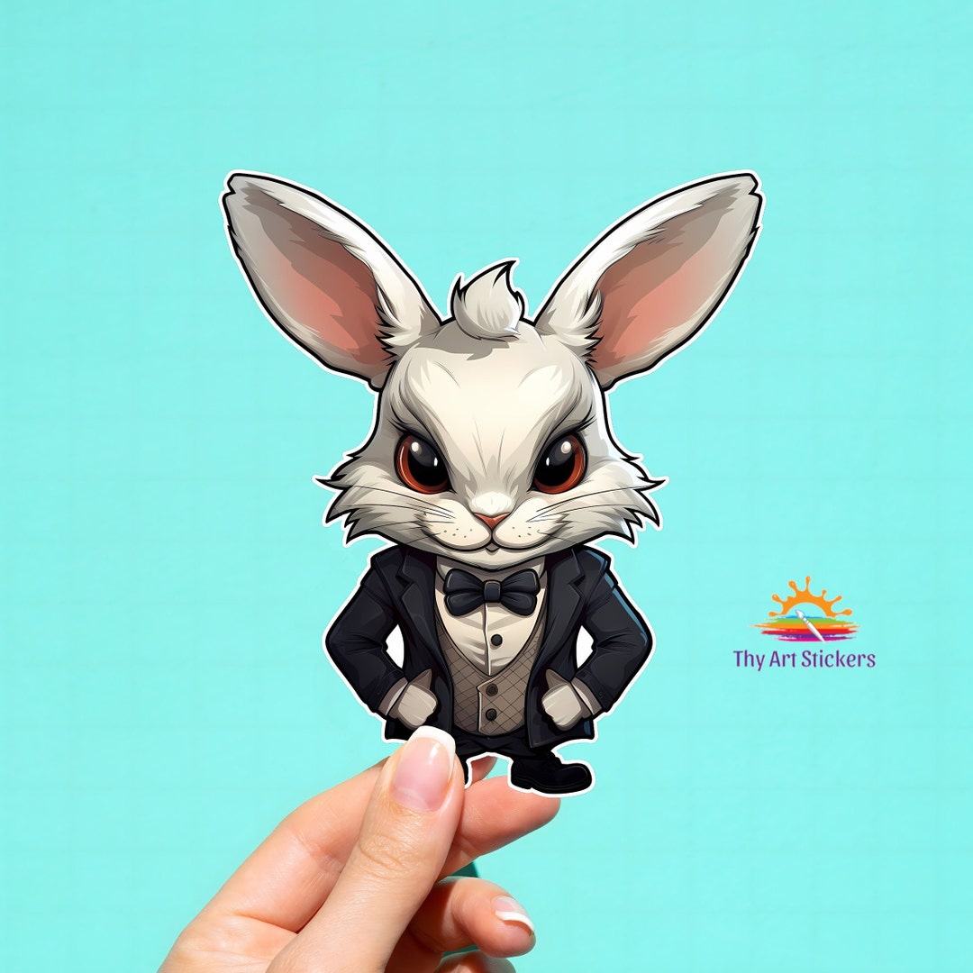 Cartoon Rabbit Sticker Cartoon Rabbit in Suit White Rabbit - Etsy