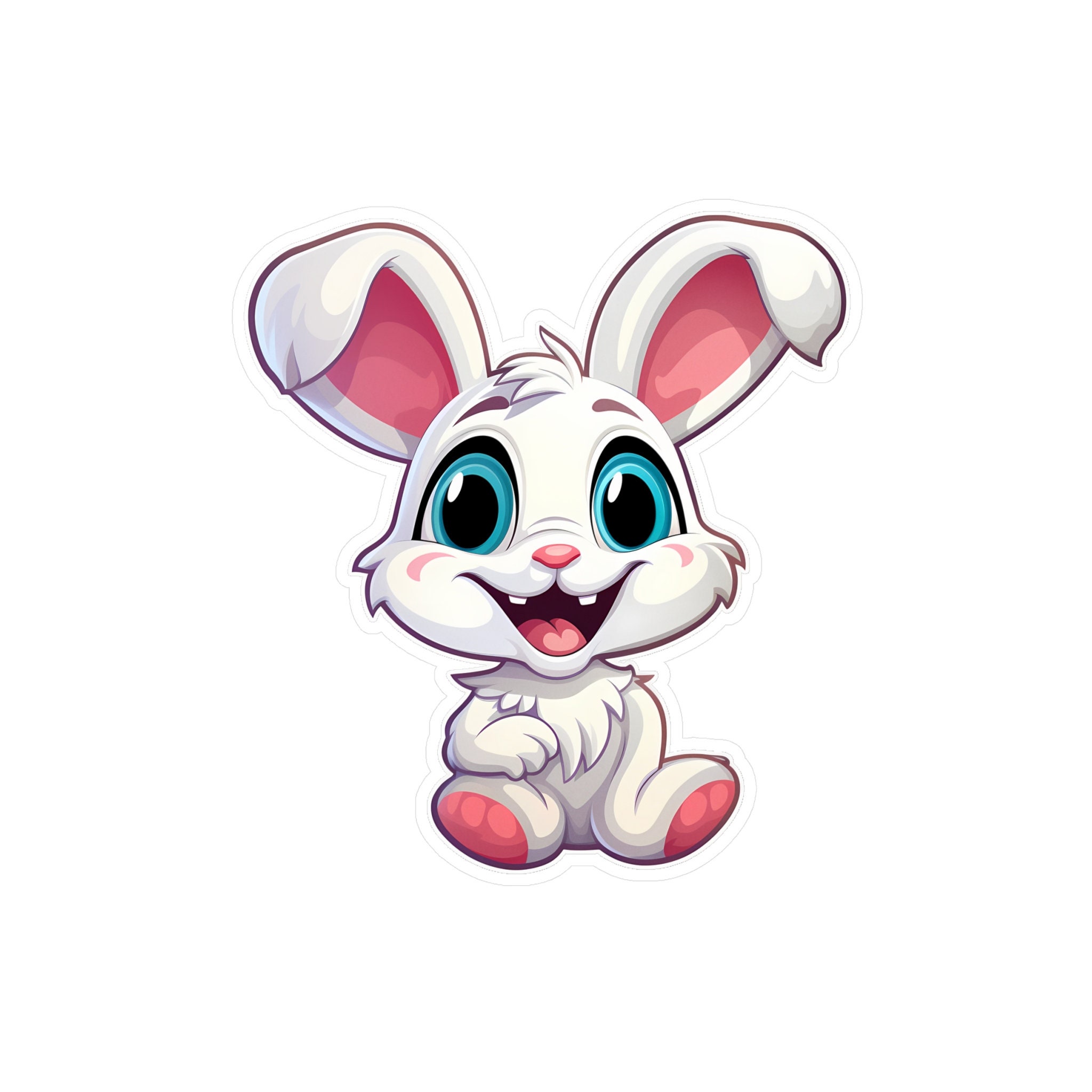 Cartoon Bunny Sticker Cute Bunny Decal Happy Bunny Sticker - Etsy