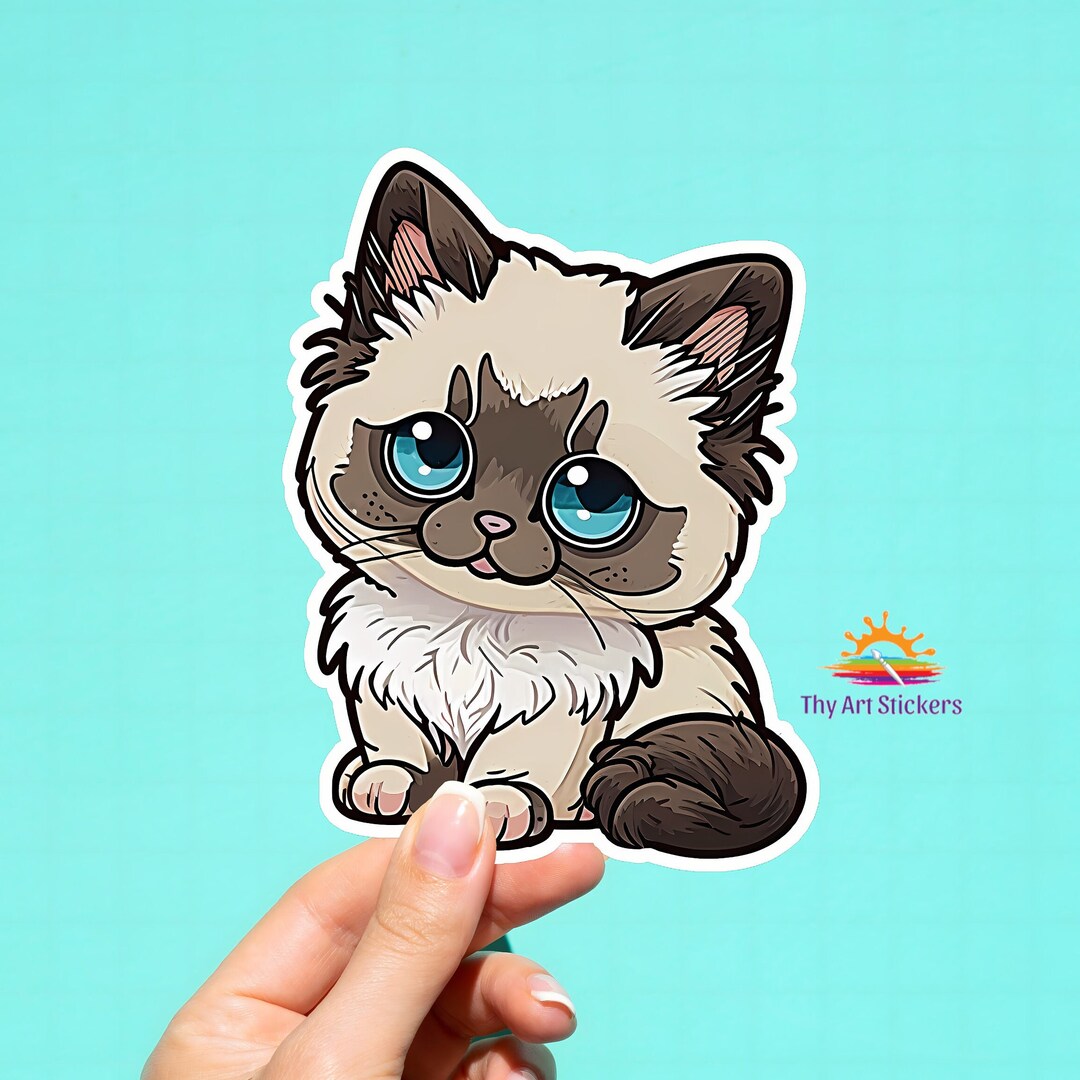 Ragdoll House Cat Cat Ragdoll Kitten Sticker Kitty Ragdoll Ragdoll Kitten Blue Mitted