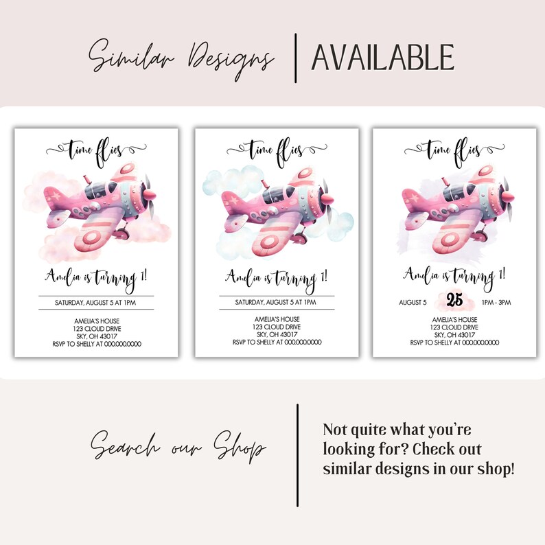 Editable Time Flies Birthday Invitation First Birthday Party Blue ...