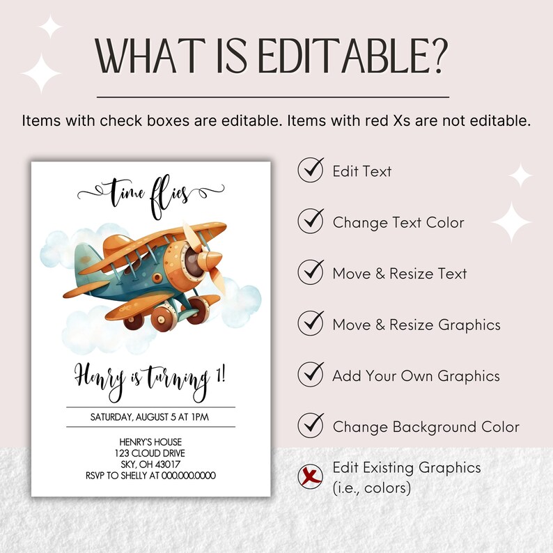 Editable Time Flies Birthday Invitation First Birthday Party - Etsy