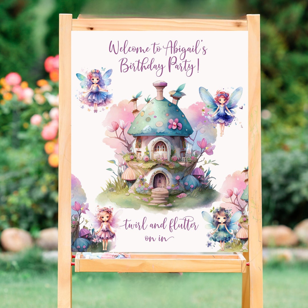 Editable Fairy Garden Birthday Welcome Sign Template Wildflower ...