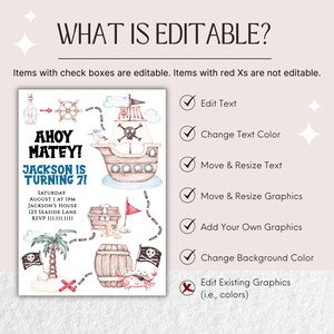 Editable Pirate Birthday Party Invitation Treasure Hunt Ocean Treasure ...