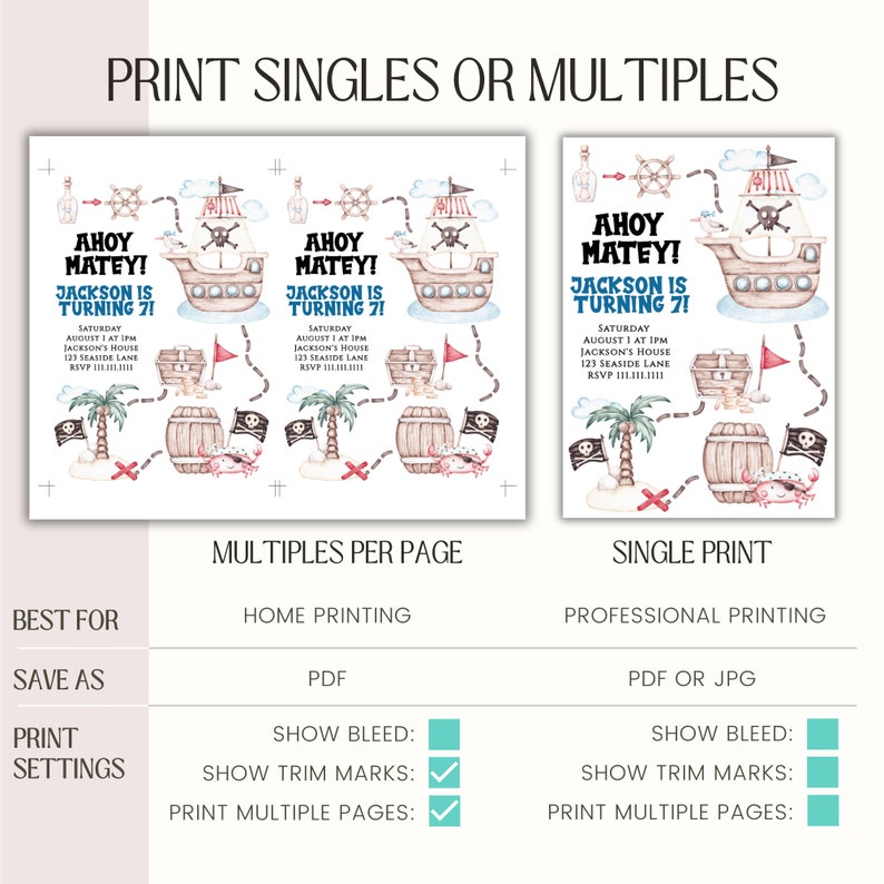 Editable Pirate Birthday Party Invitation Treasure Hunt Ocean Treasure ...