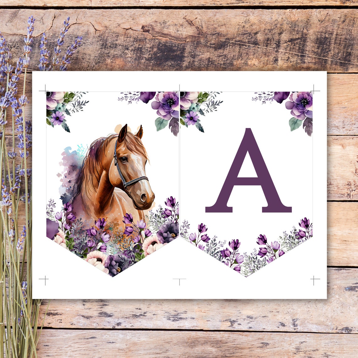 Horse Birthday Banner A-Z Alphabet Numbers Banner Cowgirl Purple ...