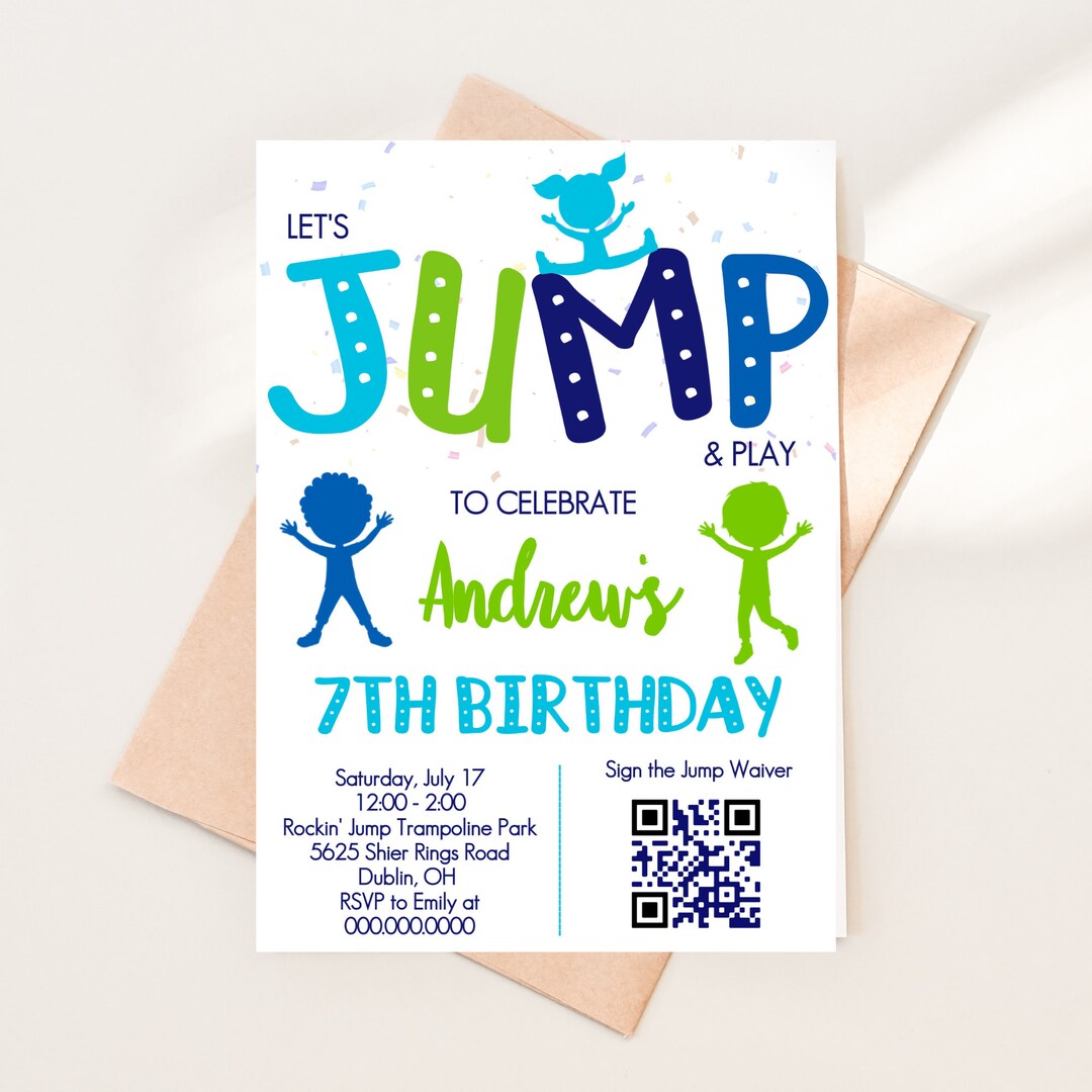 Jump Invitation Jump and Play Birthday Boy Bounce House Invitation ...