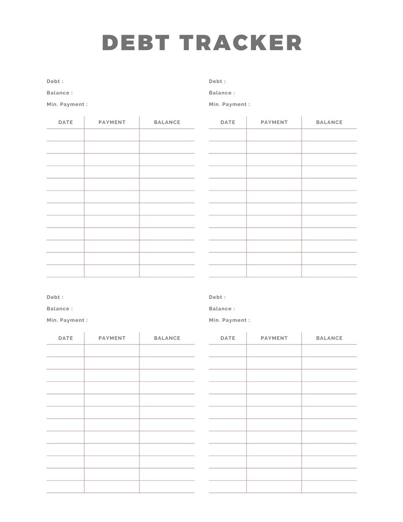 Minimalist Debt Printable, Visual Debt Tracker Printable, Student Loan ...