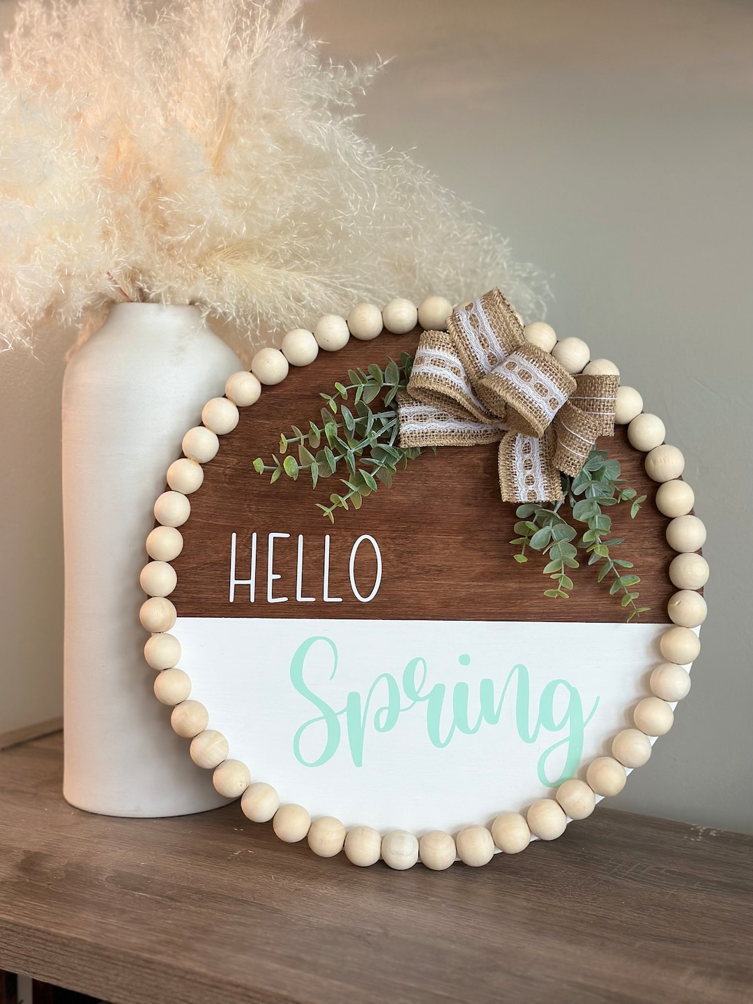 Personalized Round Wooden Spring Sign - Etsy