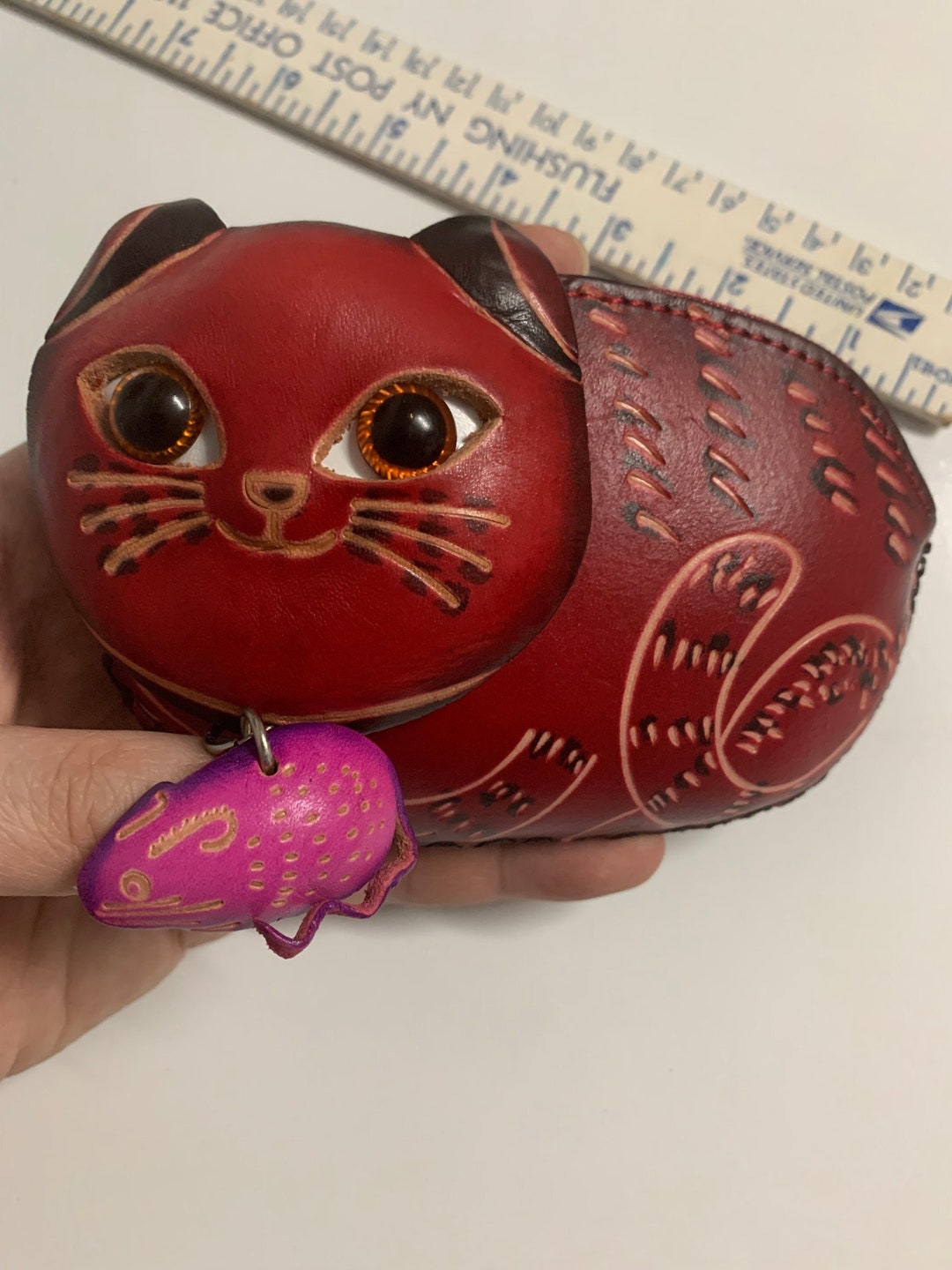 Red Leather Scottish Fold Coin Wallet - Etsy