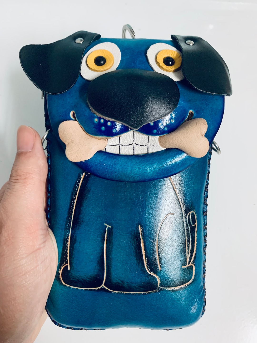 New Blue Leather Puppy Handbag - Etsy