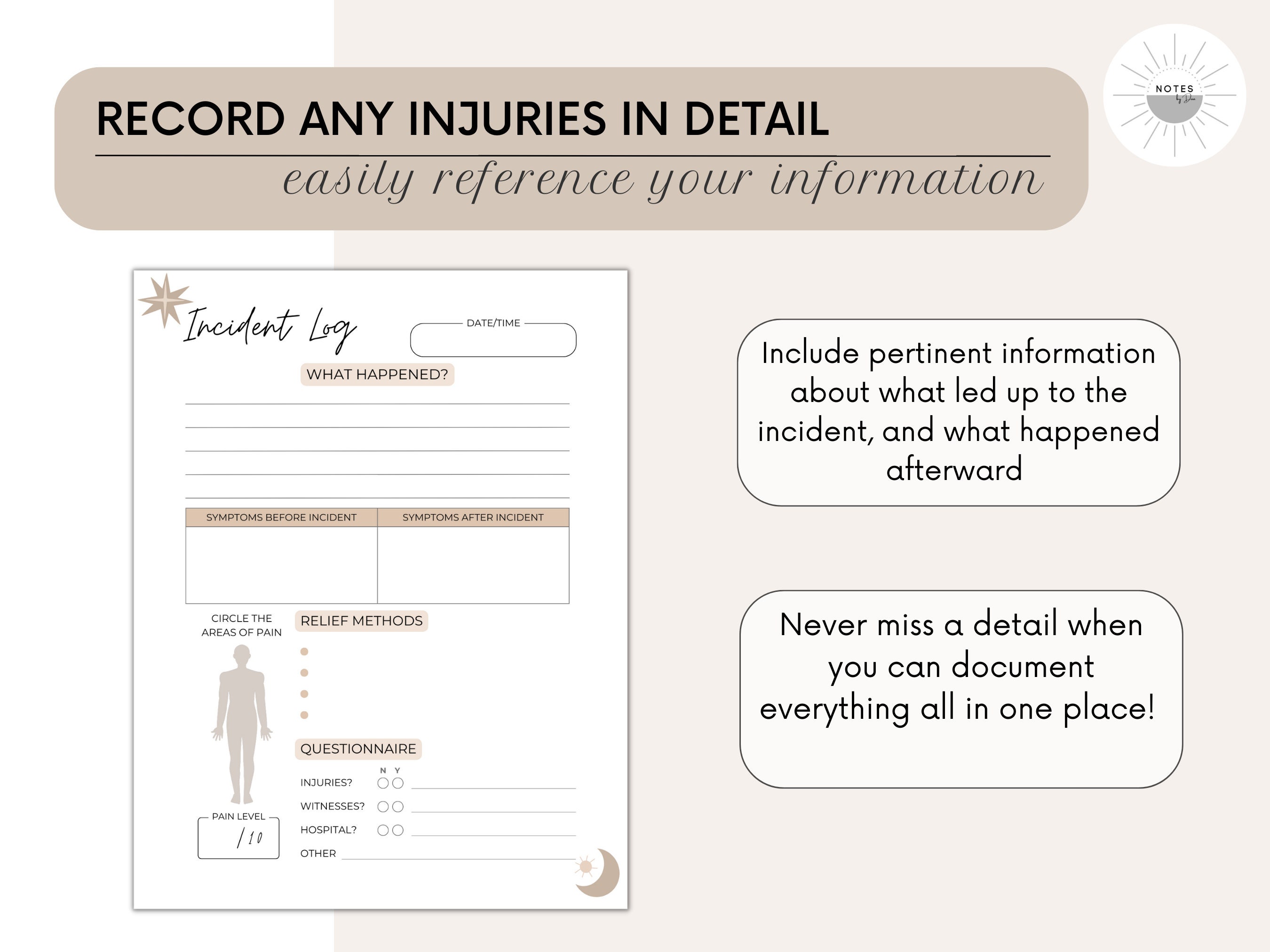 Boho Chronic Pain Journal, Symptom Tracker, Aesthetic Medical Binder ...