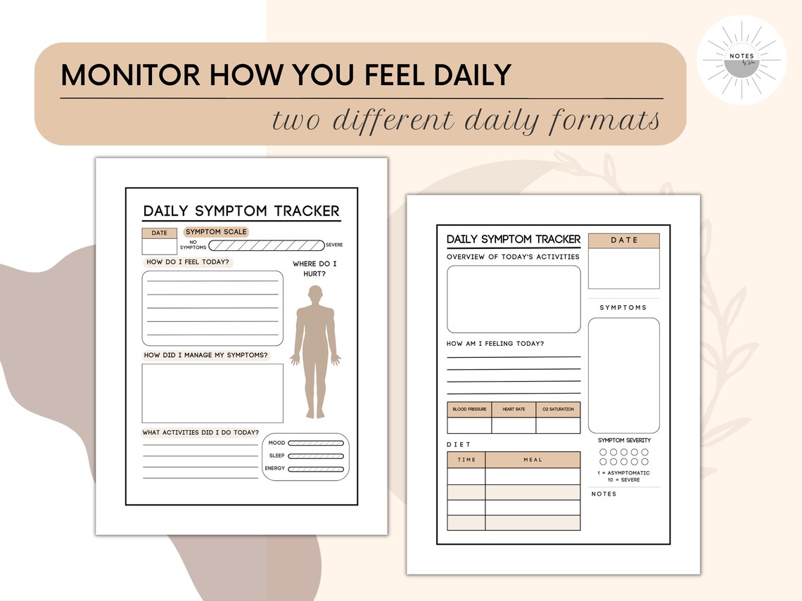 Printable Symptom Trackers, Digital Symptom Log, Chronic Illness ...