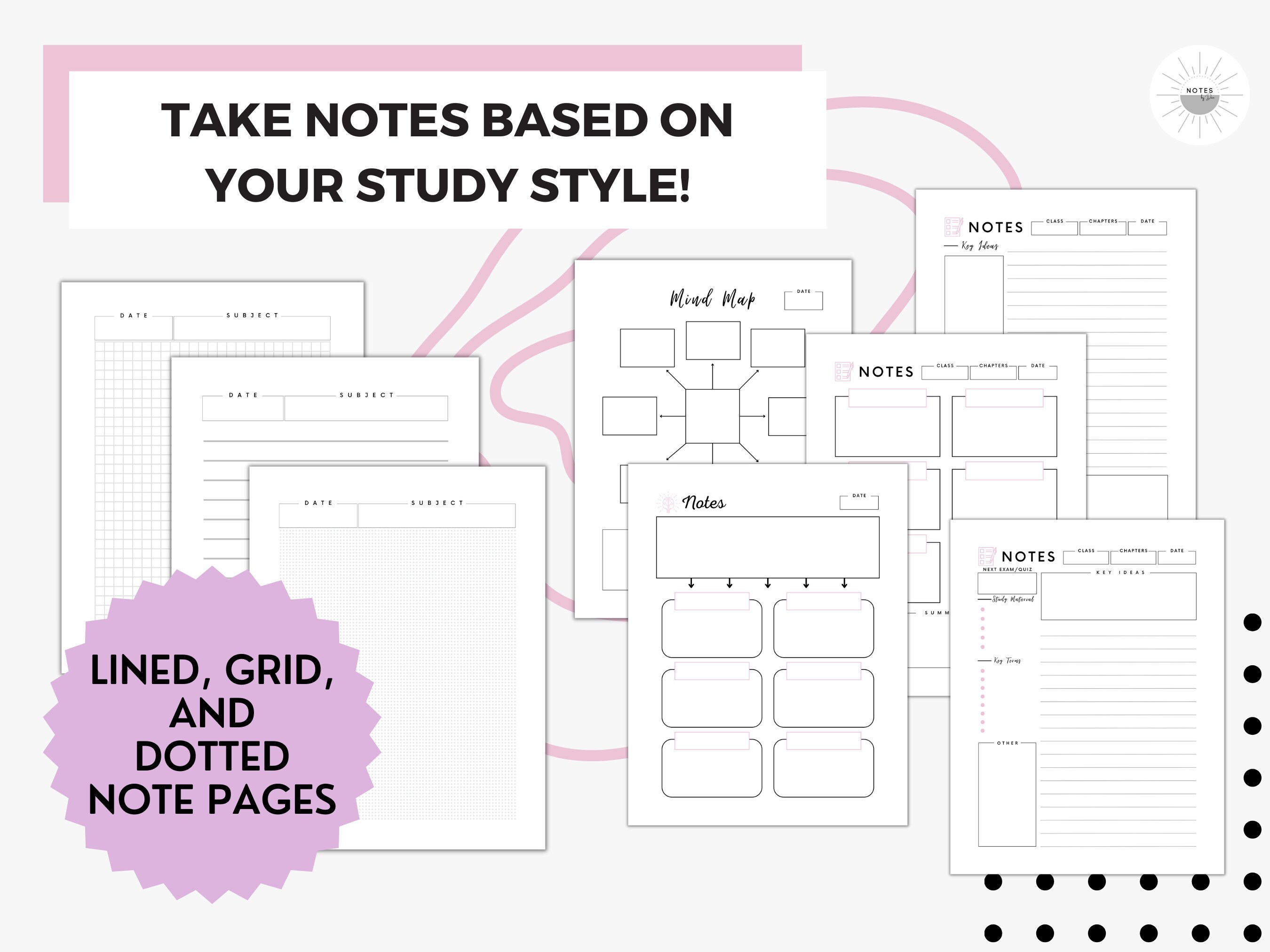 Undated Pink Printable Student Planner, Minimalist College Planner ...