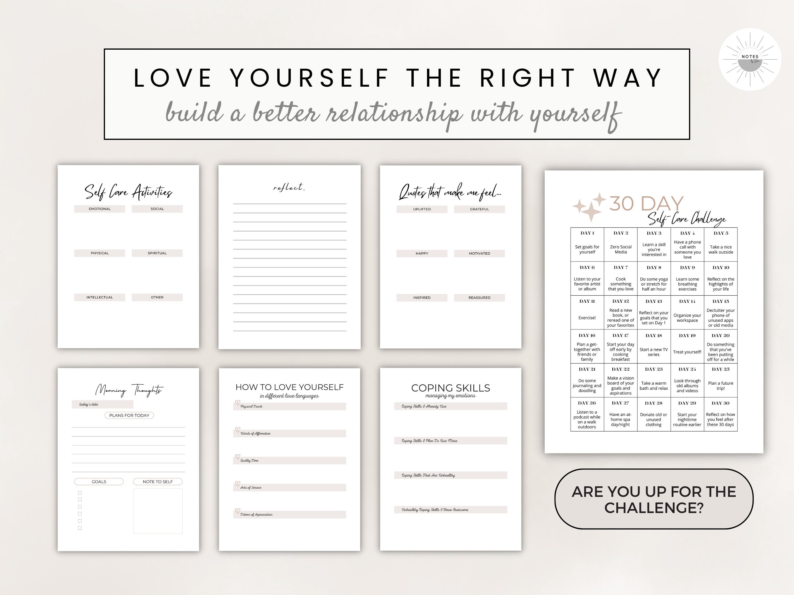 Self Care Digital Workbook Printable PDF Self-help Planner - Etsy