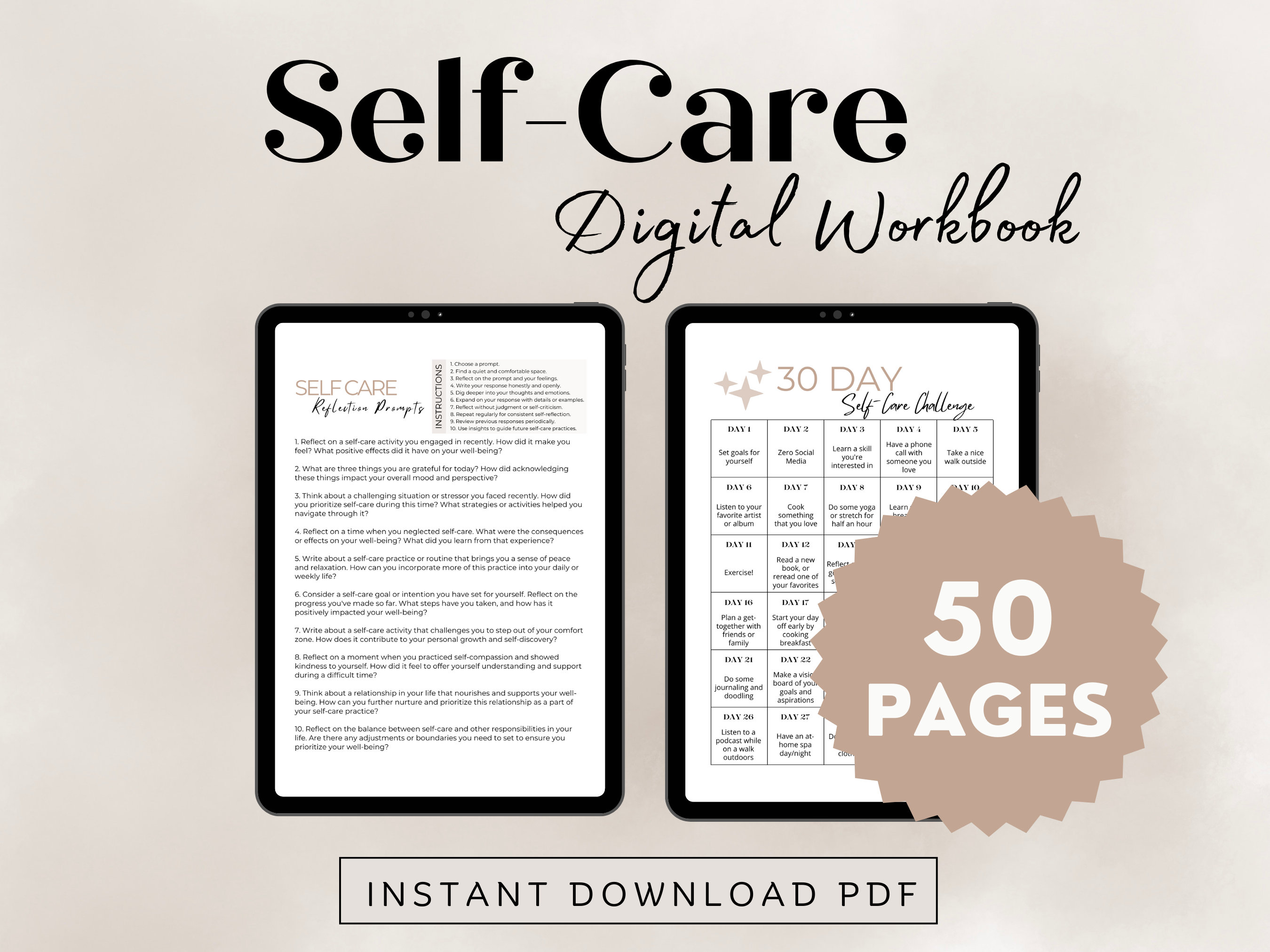 Self Care Digital Workbook Printable PDF Self-help Planner - Etsy