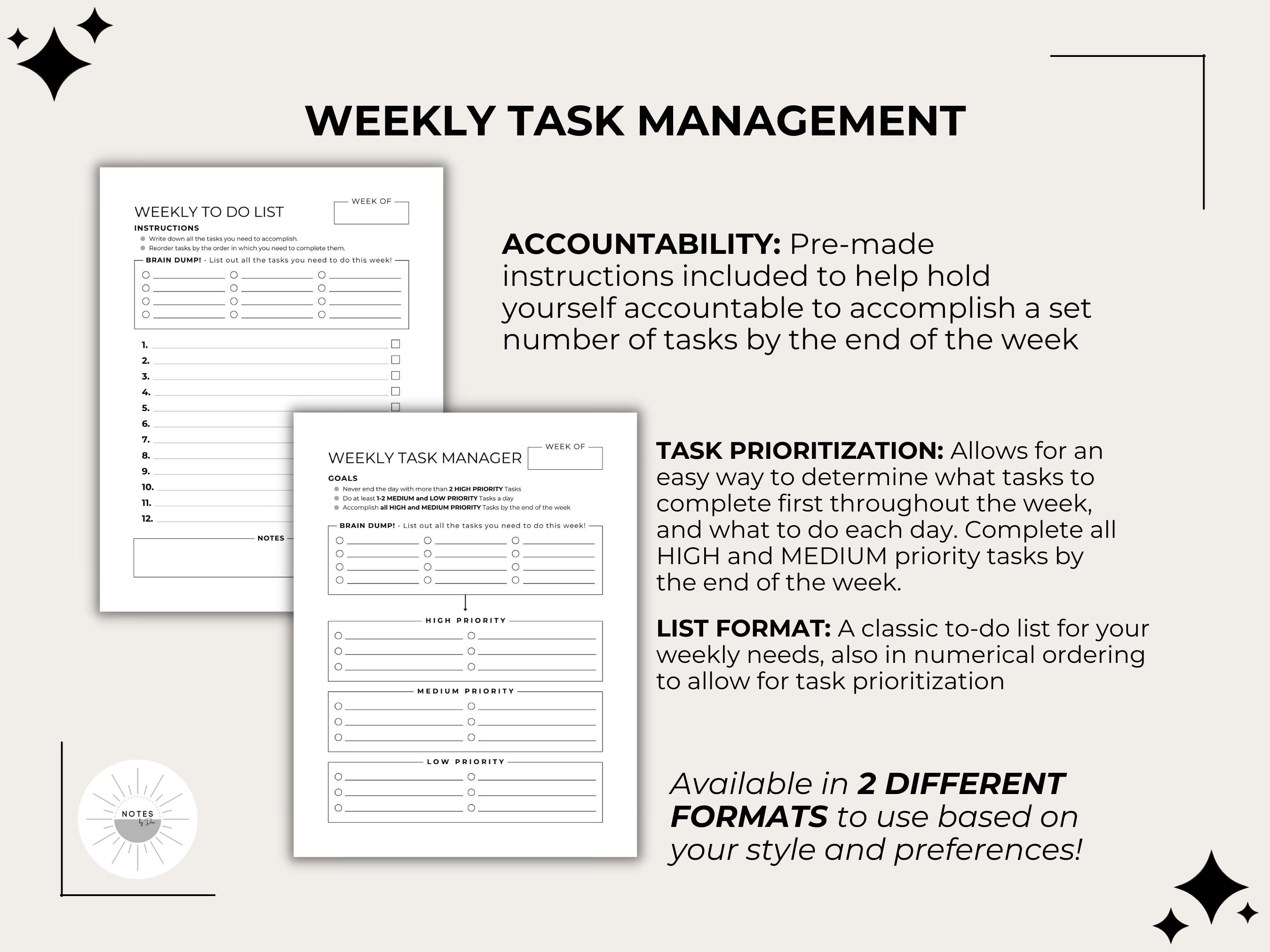 Task Management and to Do List Bundle With Priority and Progress ...