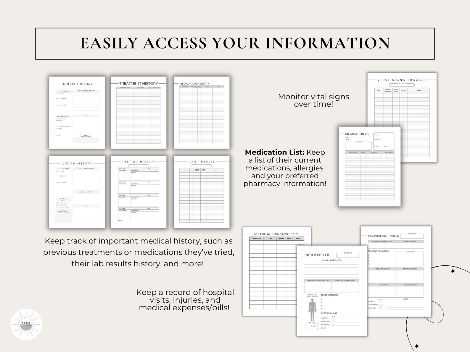 Minimalist Kids Medical Binder Bundle, Child Symptom Tracker, Pediatric ...