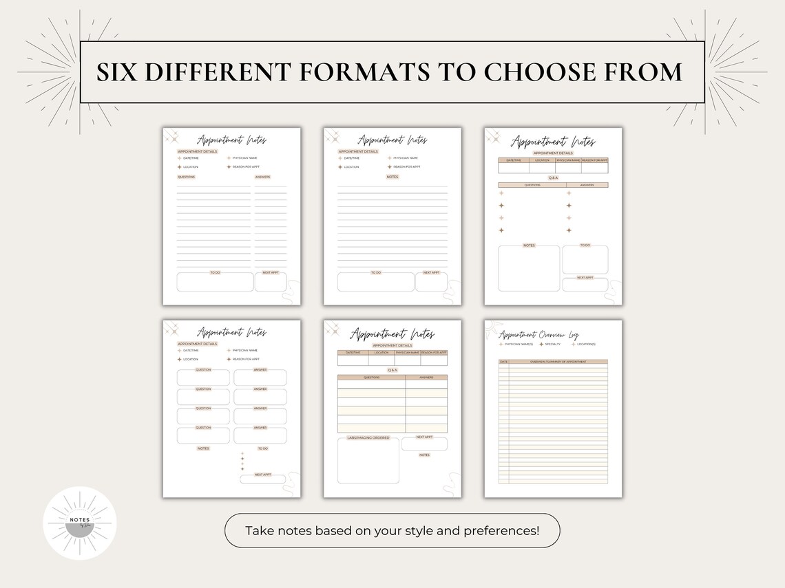 Medical Appointment Note-taking Templates for Medical Binder - Etsy