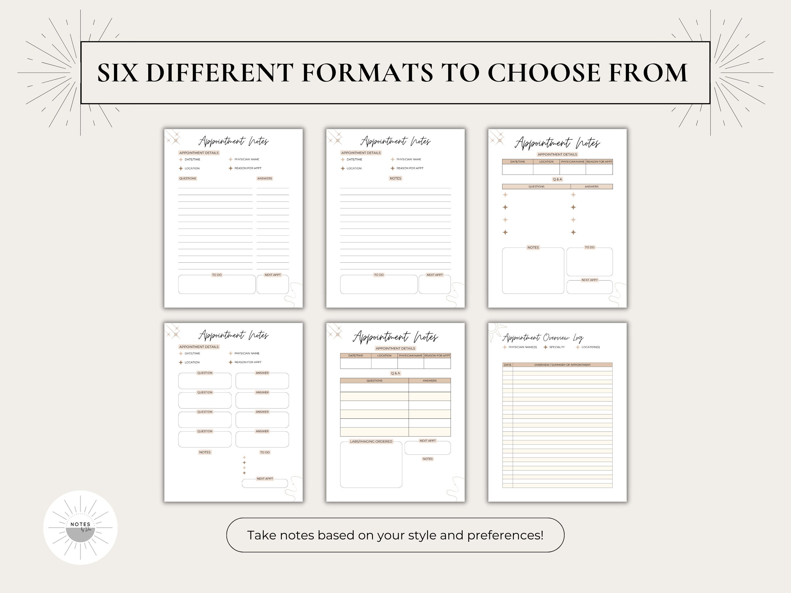 Medical Appointment Note-taking Templates for Medical Binder - Etsy