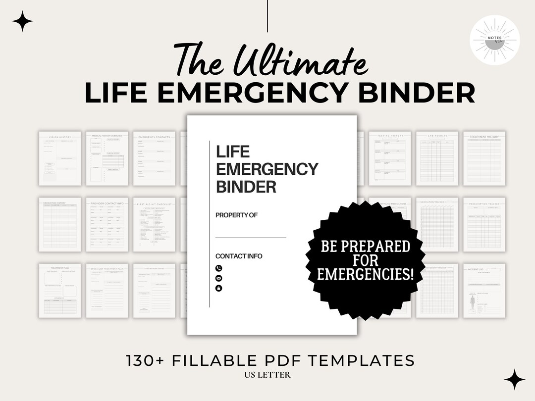 Life Emergency Binder: Printable Home Management Planner (fillable PDF ...