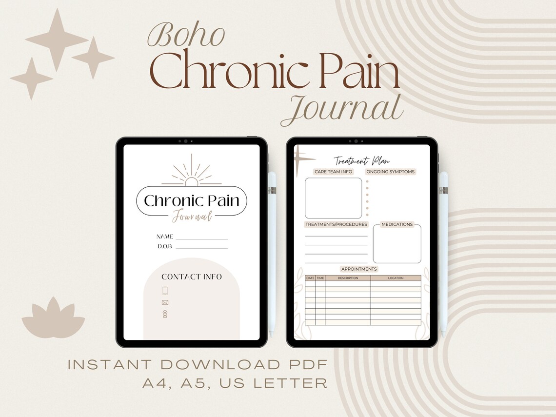 Boho Chronic Pain Journal Symptom Tracker Cute Medical - Etsy