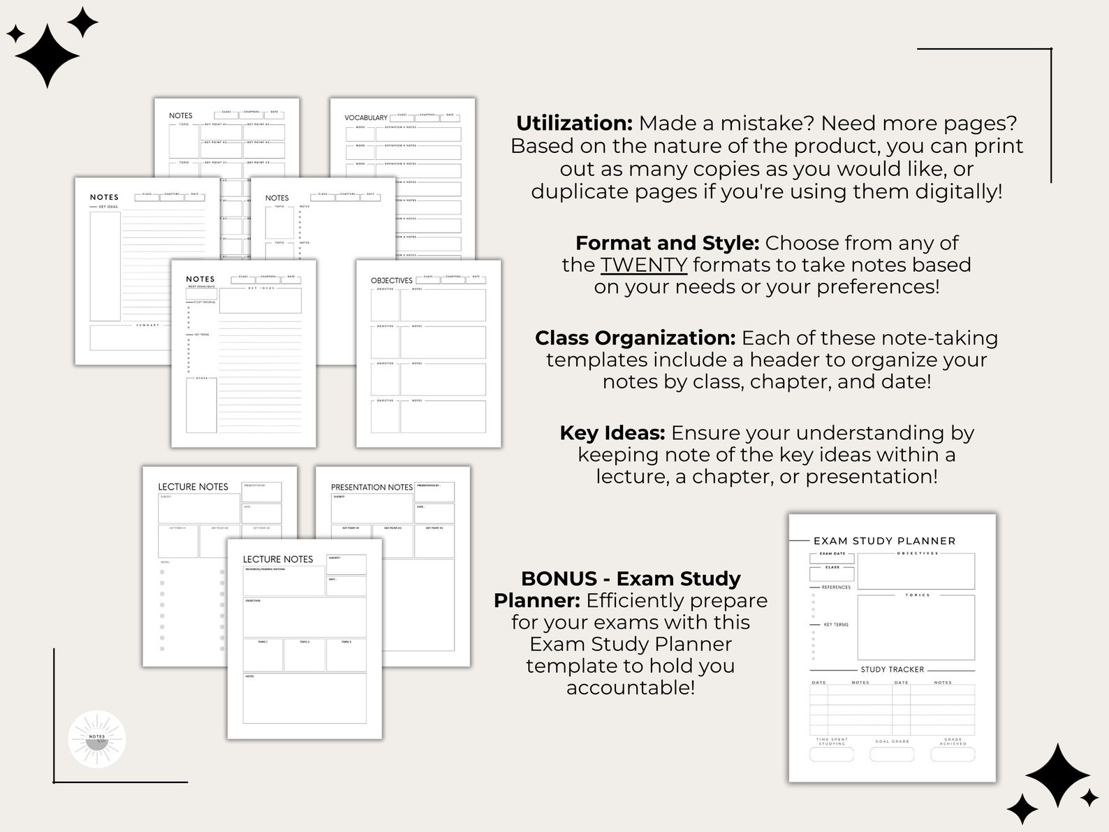 The Ultimate Printable Note Taking Templates Bundle for Students, Class ...