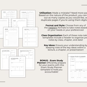 The Ultimate Printable Note Taking Templates Bundle for Students, Class ...