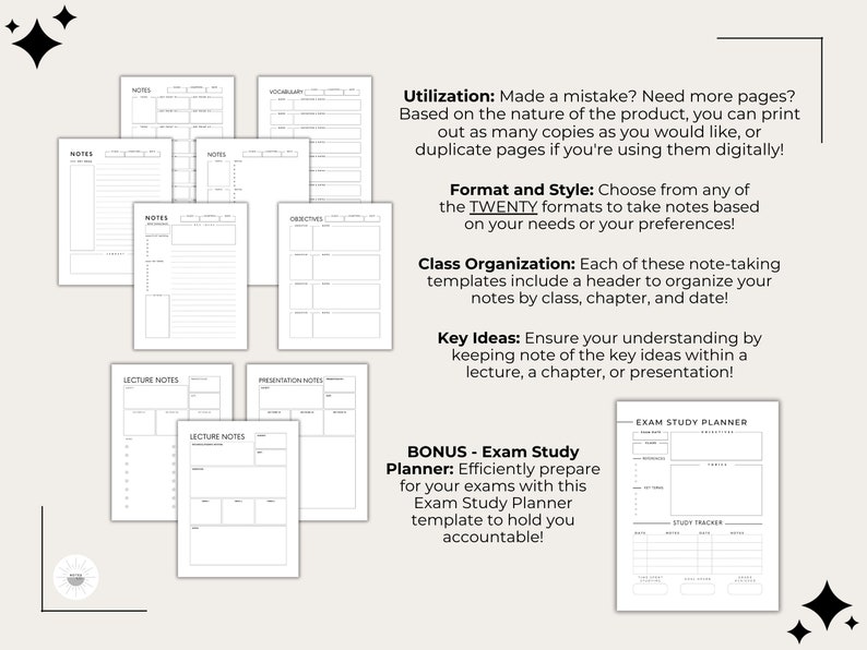The Ultimate Printable Note Taking Templates Bundle for Students, Class ...