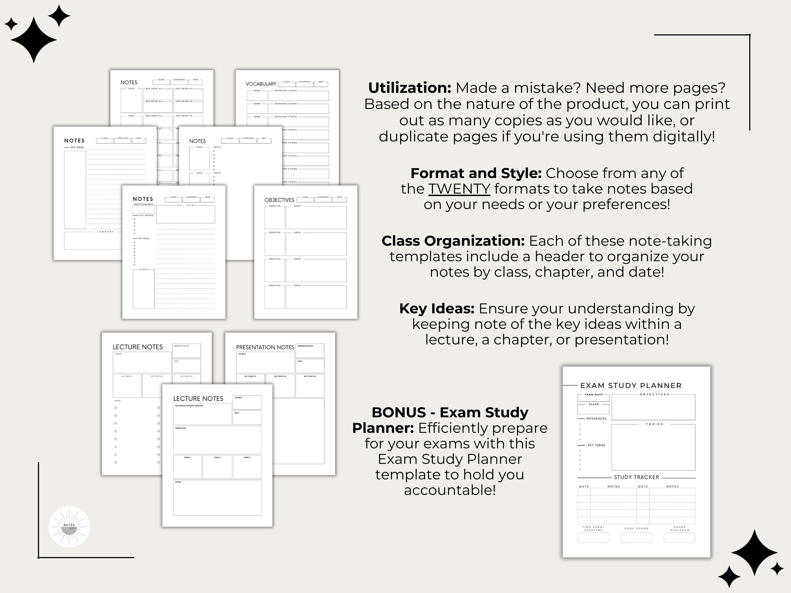 The Ultimate Printable Note Taking Templates Bundle for Students, Class ...