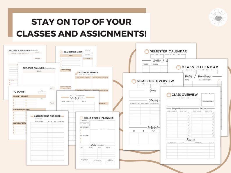 Printable Academic Year Agenda, College Student Planner - Etsy
