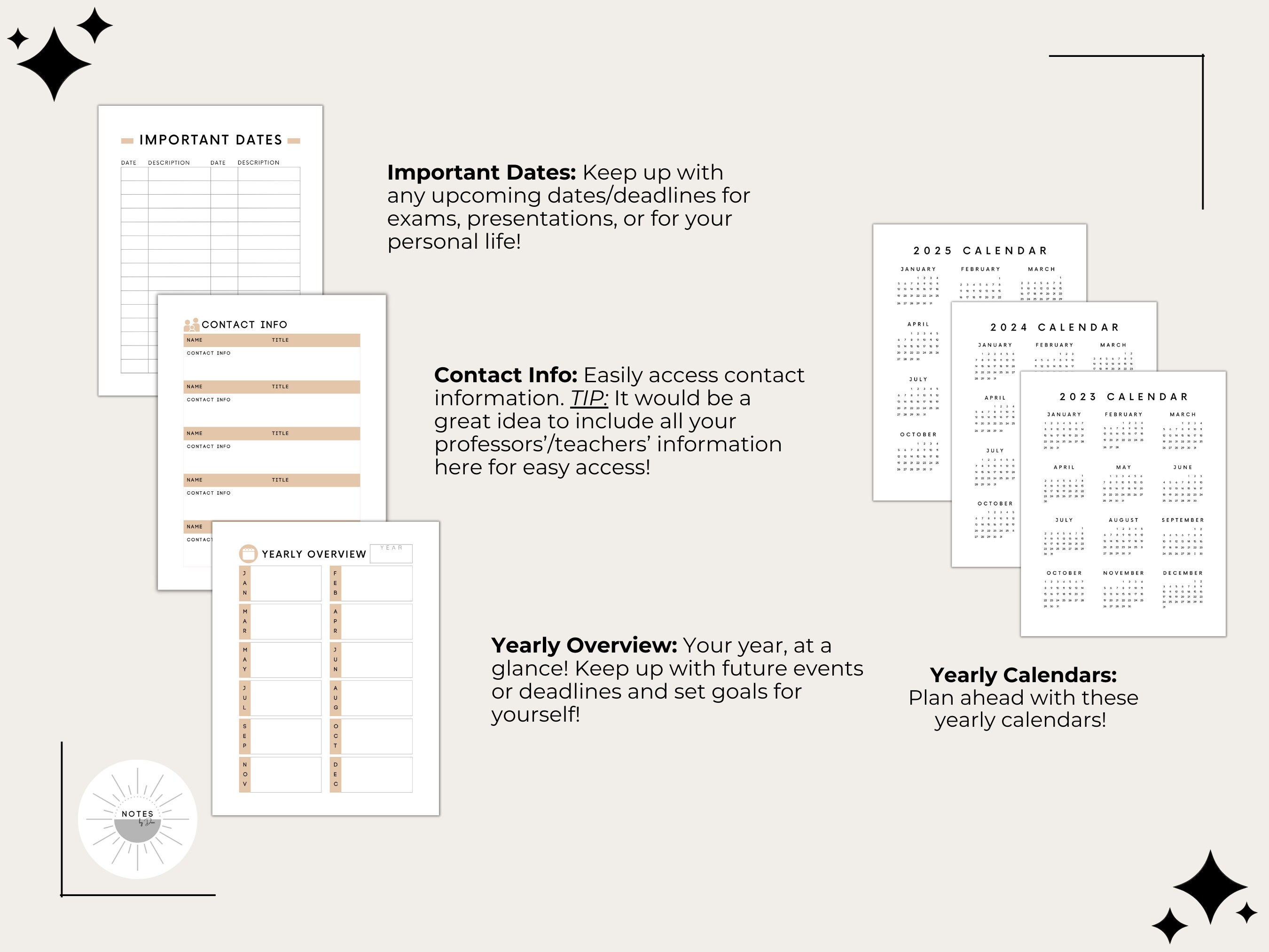 Printable Minimalist Student Planner, College Student Printables, Note ...