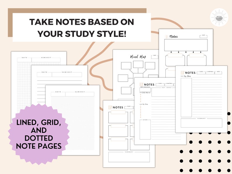 Printable Notes Templates, Student Study Planner Tools - Etsy