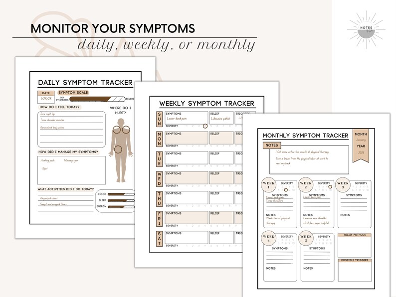 Printable Symptom Trackers, Digital Symptom Log, Chronic Illness ...