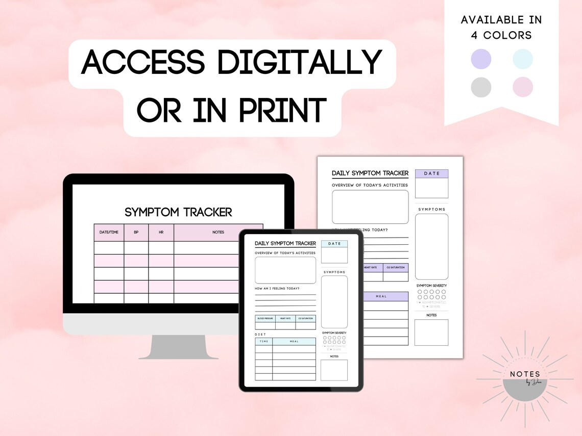 Symptom Tracking Sheet, Daily Symptom Log, Chronic Illness Journal - Etsy