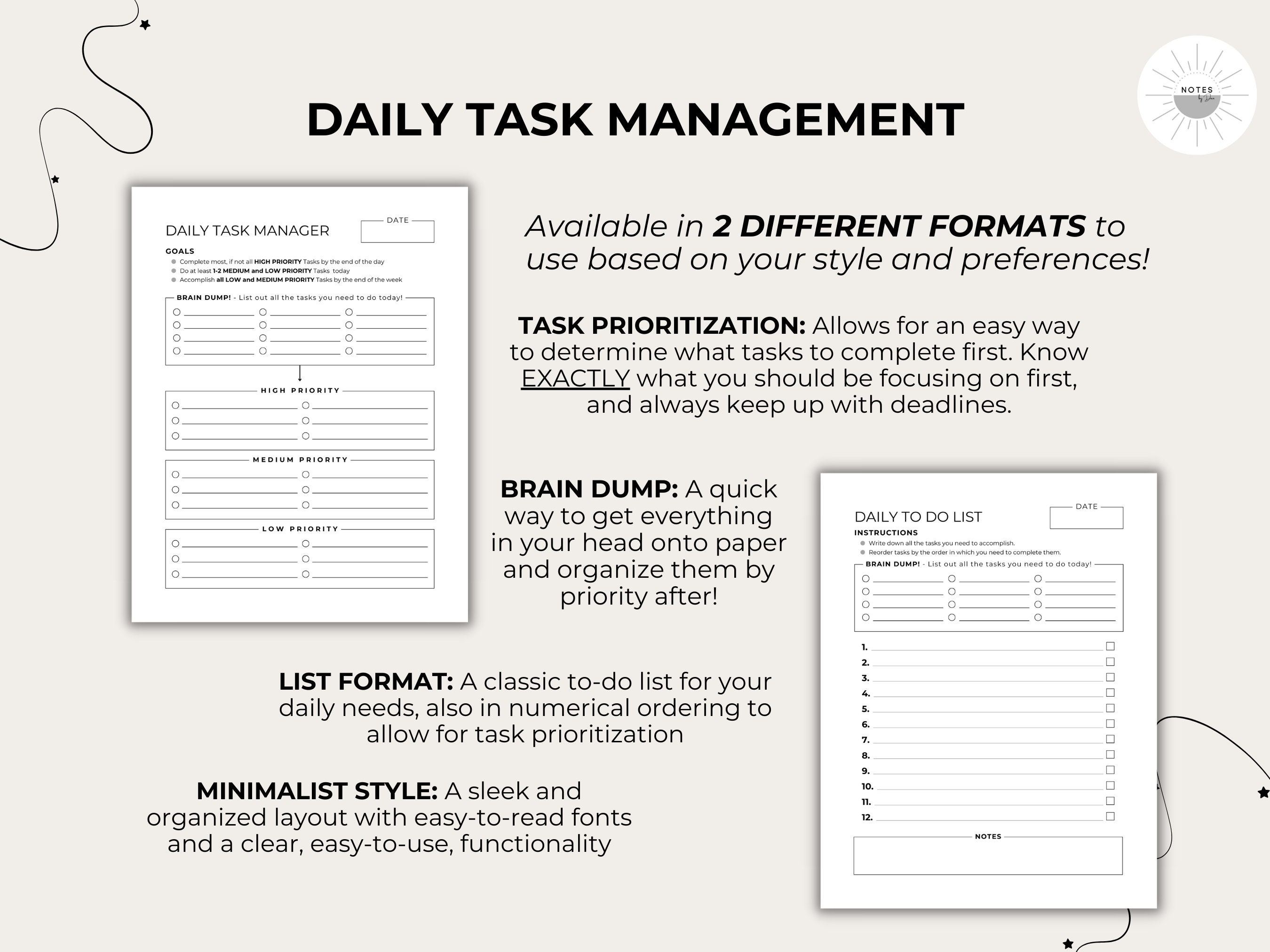 Task Management and to Do List Bundle With Priority and Progress ...
