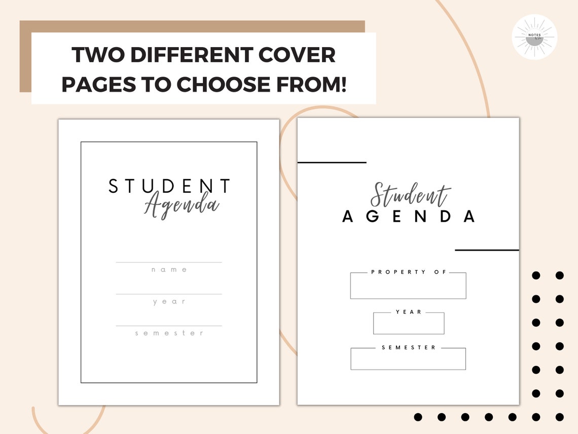 Printable Academic Year Agenda, College Student Planner - Etsy