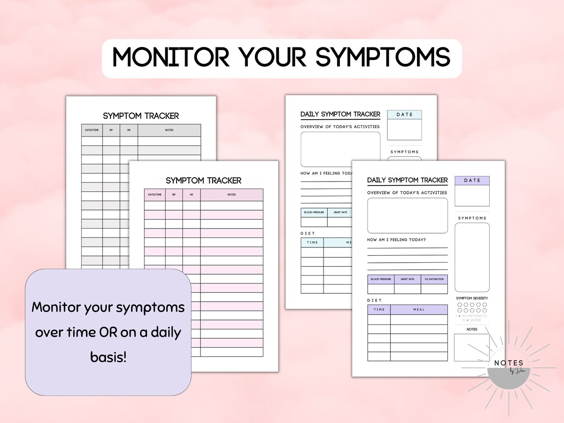 Symptom Tracking Sheet, Daily Symptom Log, Chronic Illness Journal - Etsy