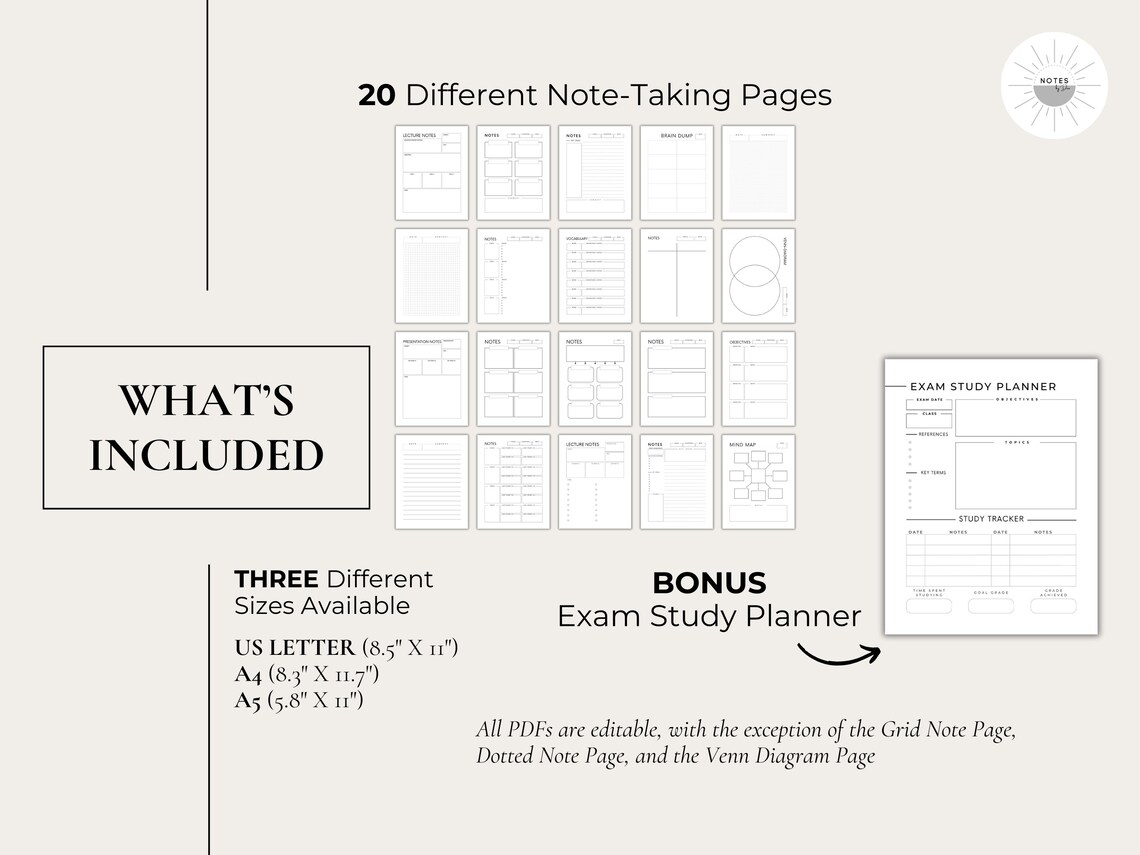 The Ultimate Printable Note Taking Templates Bundle for Students, Class ...