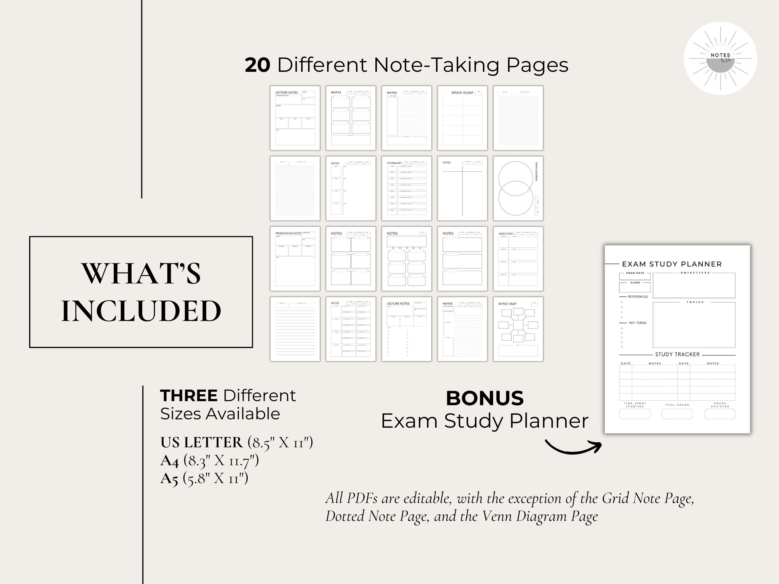 The Ultimate Printable Note Taking Templates Bundle for Students, Class ...