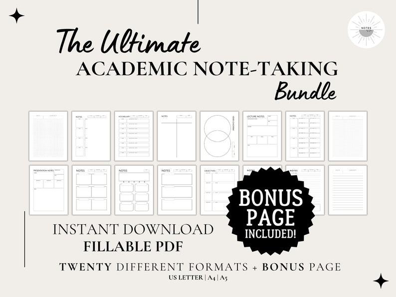 The Ultimate Printable Note Taking Templates Bundle for Students, Class ...