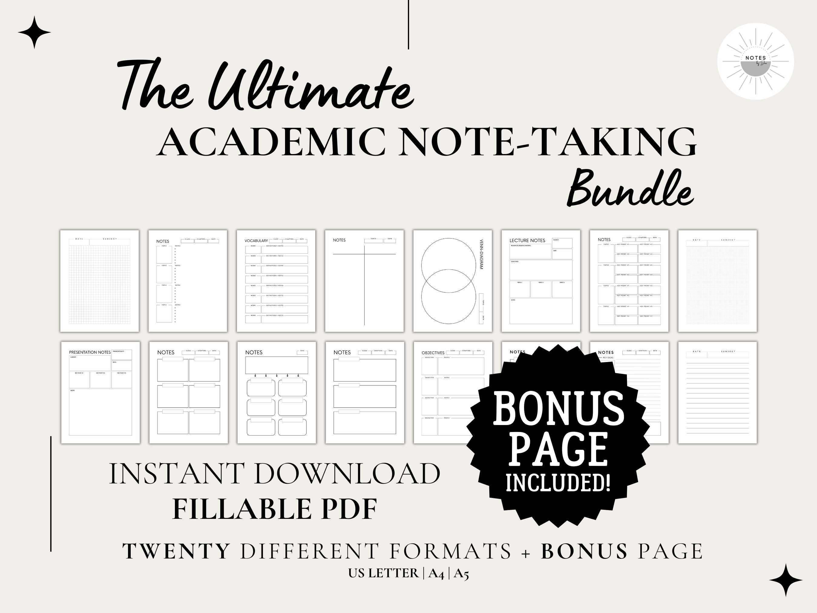 The Ultimate Printable Note Taking Templates Bundle for Students, Class ...