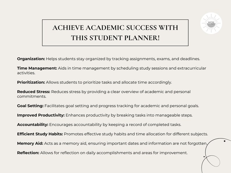Printable Minimalist Planner for Students, Note Taking Templates and ...
