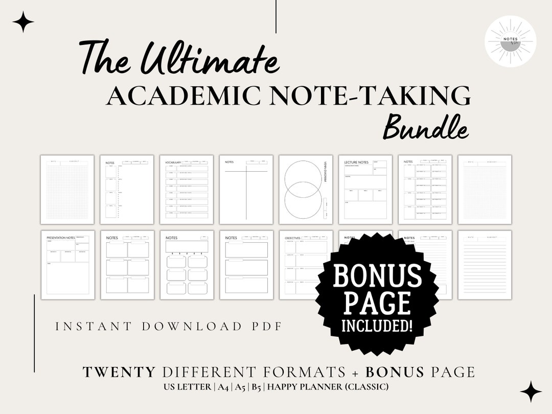 The Ultimate Printable Note Taking Templates Bundle for Students, Class ...