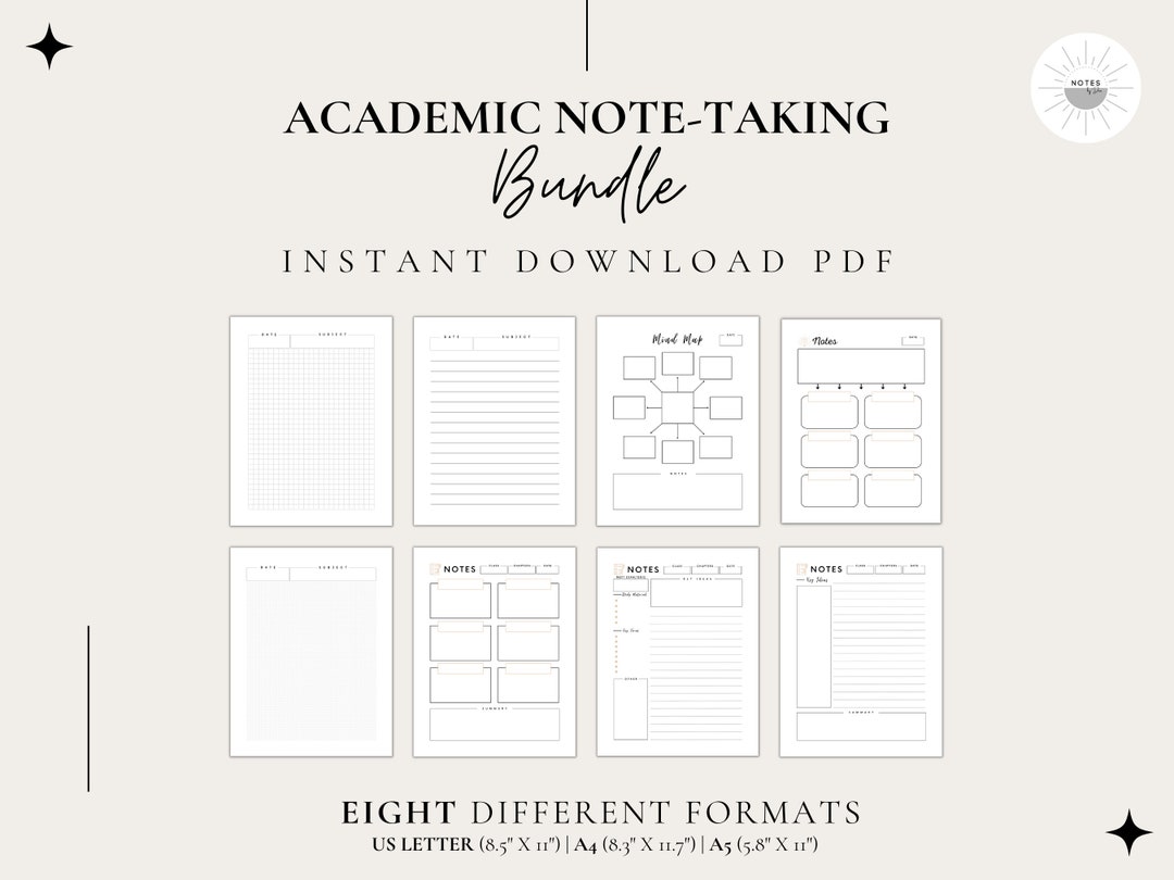 Printable Note Taking Templates for Students, Class Note Organization ...
