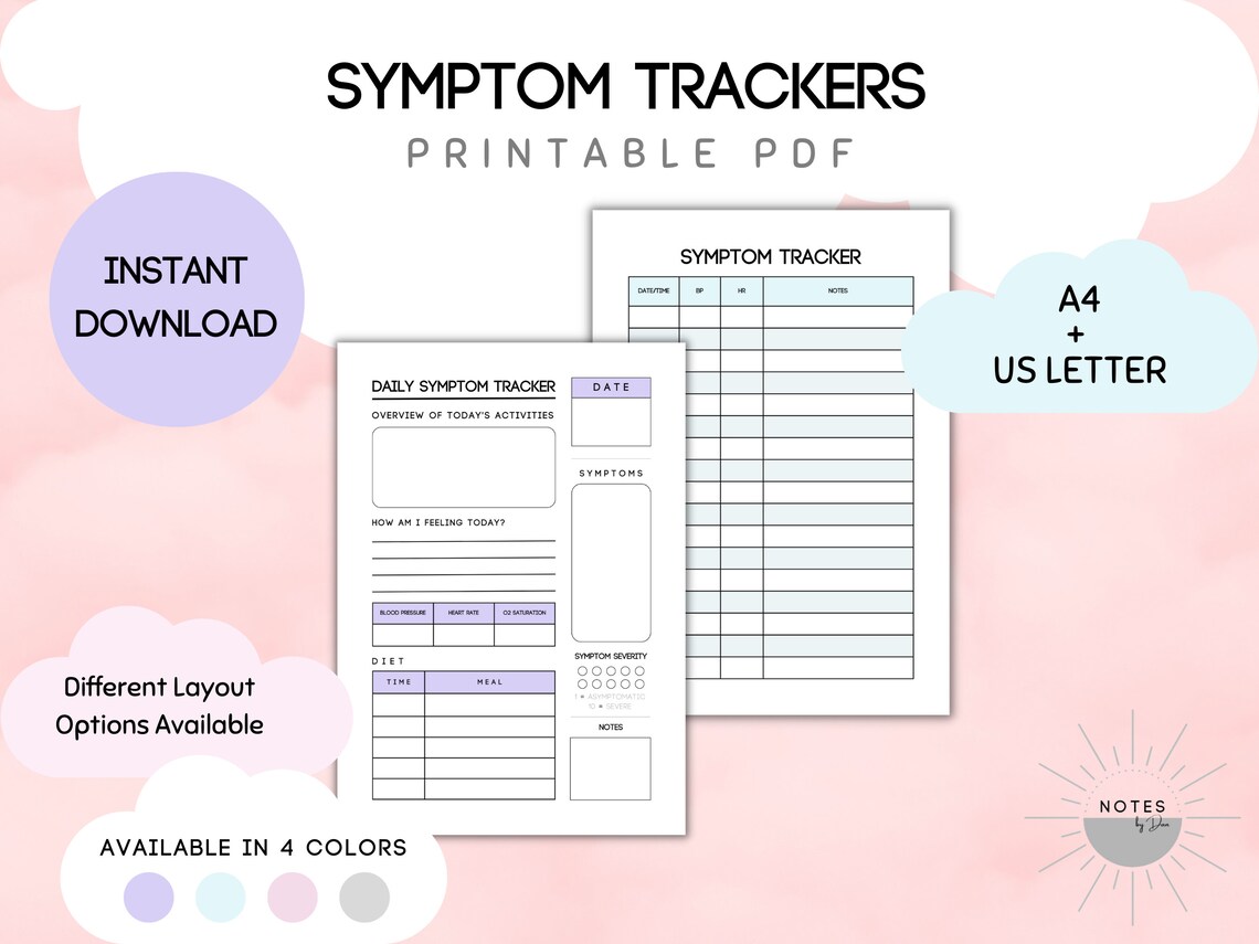Symptom Tracking Sheet, Daily Symptom Log, Chronic Illness Journal - Etsy